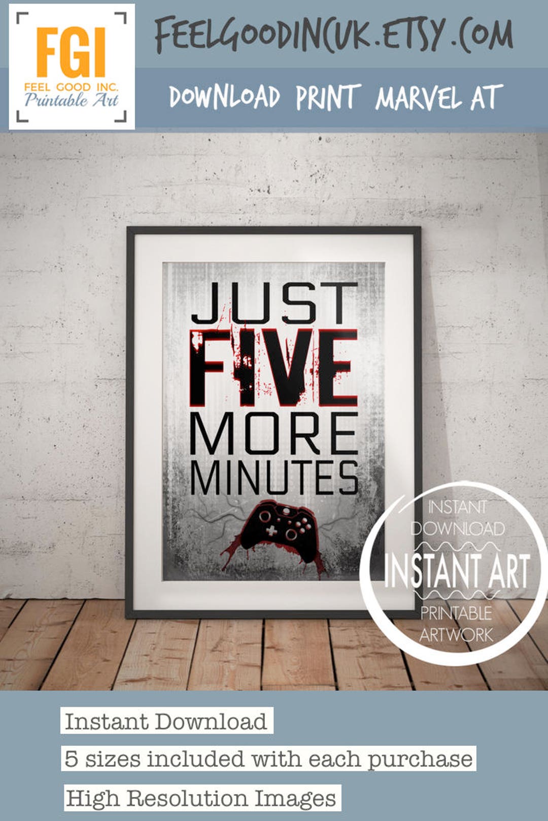 Just FIVE More Minutes Red Video Game Poster Red Blood - Etsy