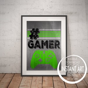 XBOX Game Room Wall Art, Kids Room, Purple, Green, Set of Xbox Prints ...