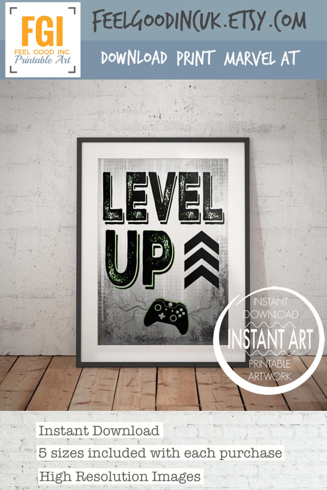 VIDEO GAME POSTER Level Up Video Game Wall Art Mancave - Etsy