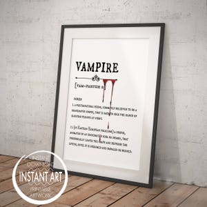 Halloween Vampire Wall Art, Vampire Definition, Instant Halloween Decor ...