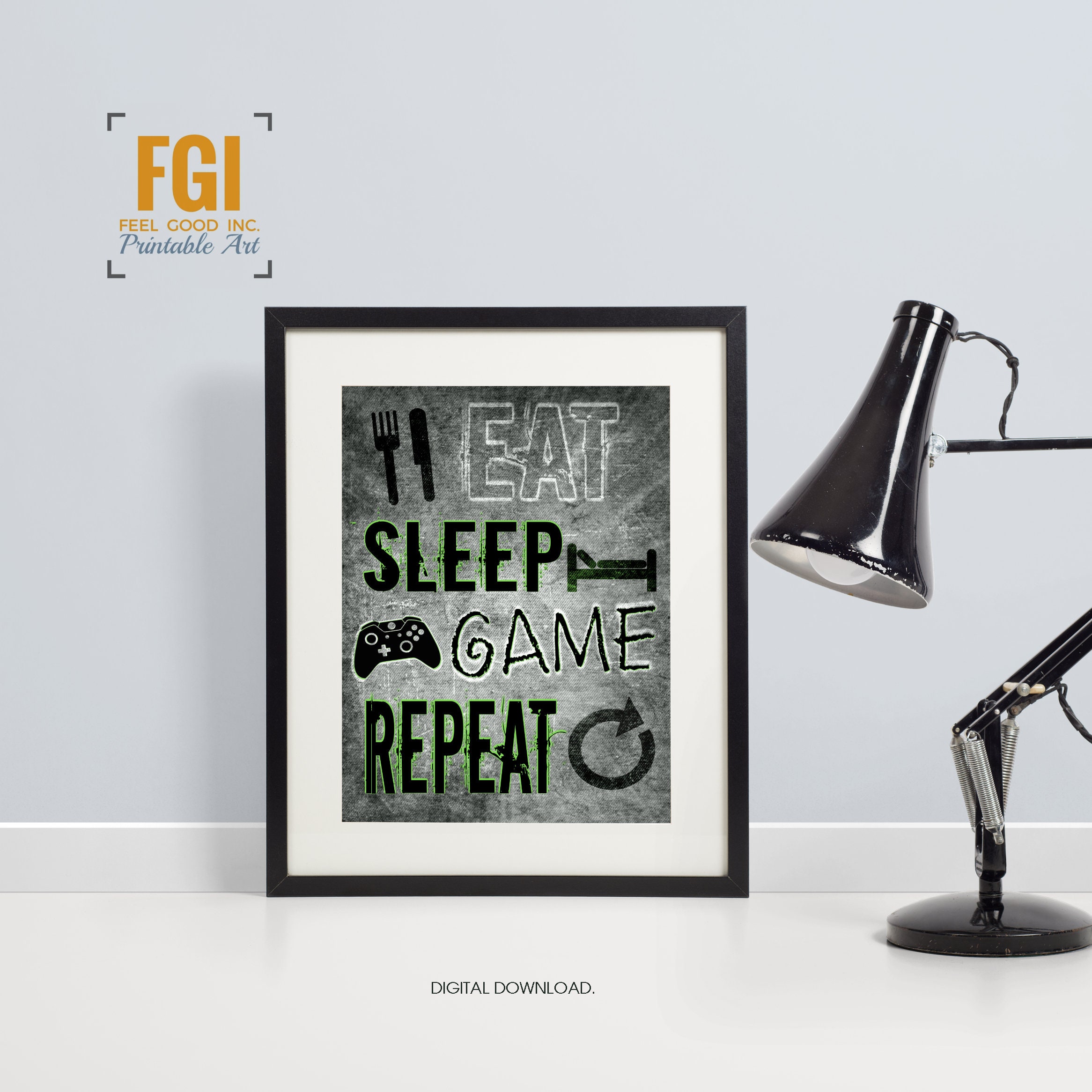 XBOX Eat Sleep Game Repeat Gamer Video Games Wall Decor | Etsy