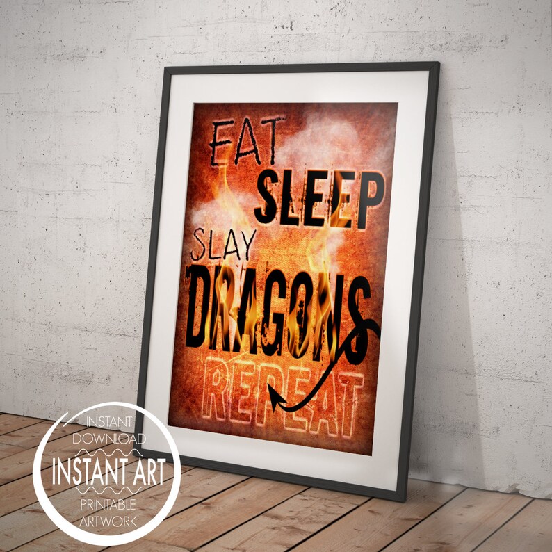 VIDEO GAME POSTER Eat Sleep Slay Dragons Repeat Skyrim | Etsy
