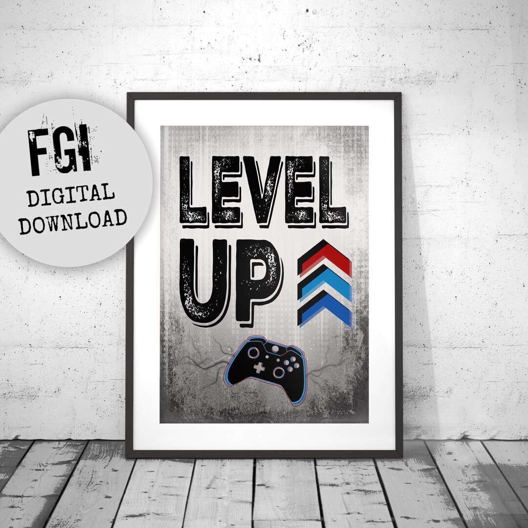 Xbox Level up Video Game Print, Video Game Wall Art, Mancave Decor ...