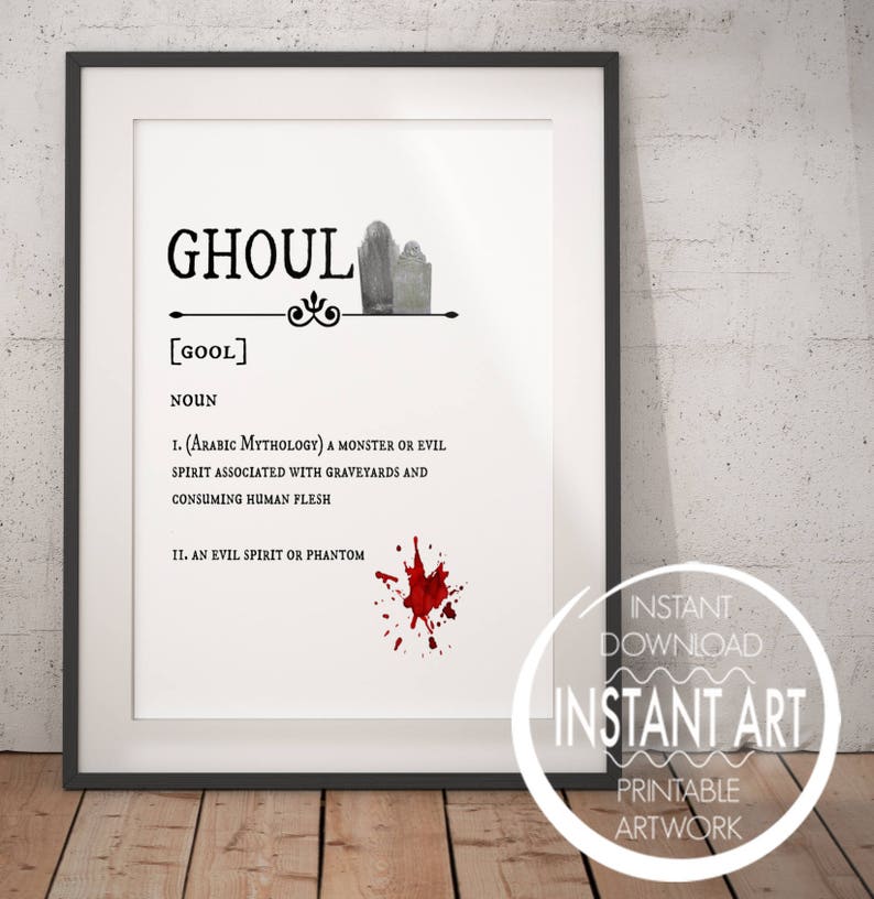 Halloween Ghoul Definition Art instant halloween decor | Etsy