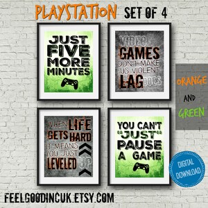 Set of Four PLAYSTATION Video Game Prints for Teen Room Art or Game ...