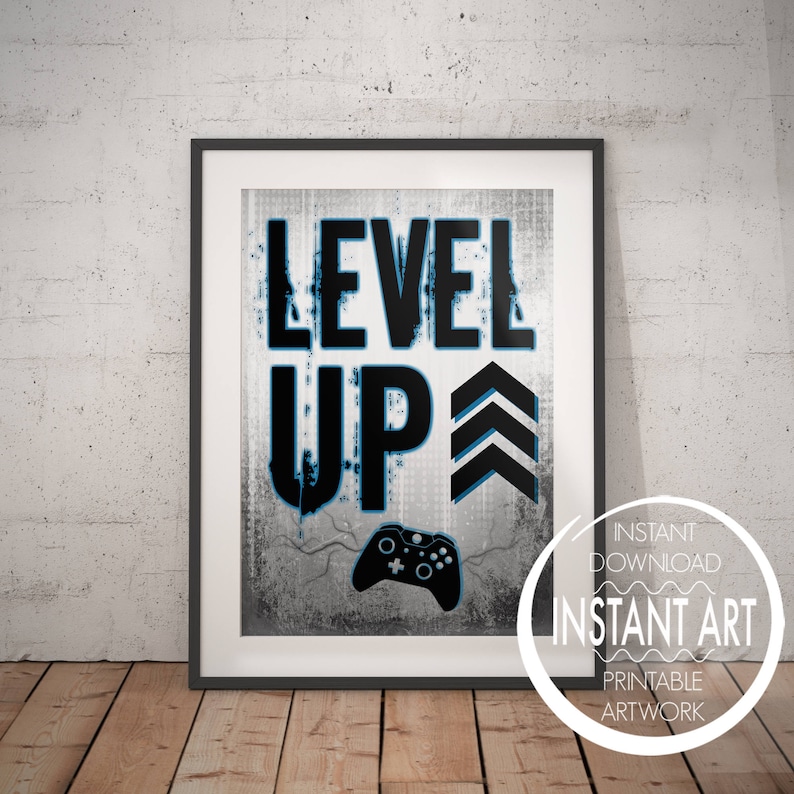 Blue Level up VIDEO GAME POSTER Video Game Wall Art Mancave - Etsy UK