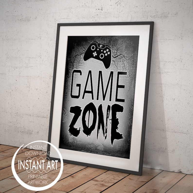 GAME ZONE SIGN Video Game Art Video Game Poster Game Zone | Etsy