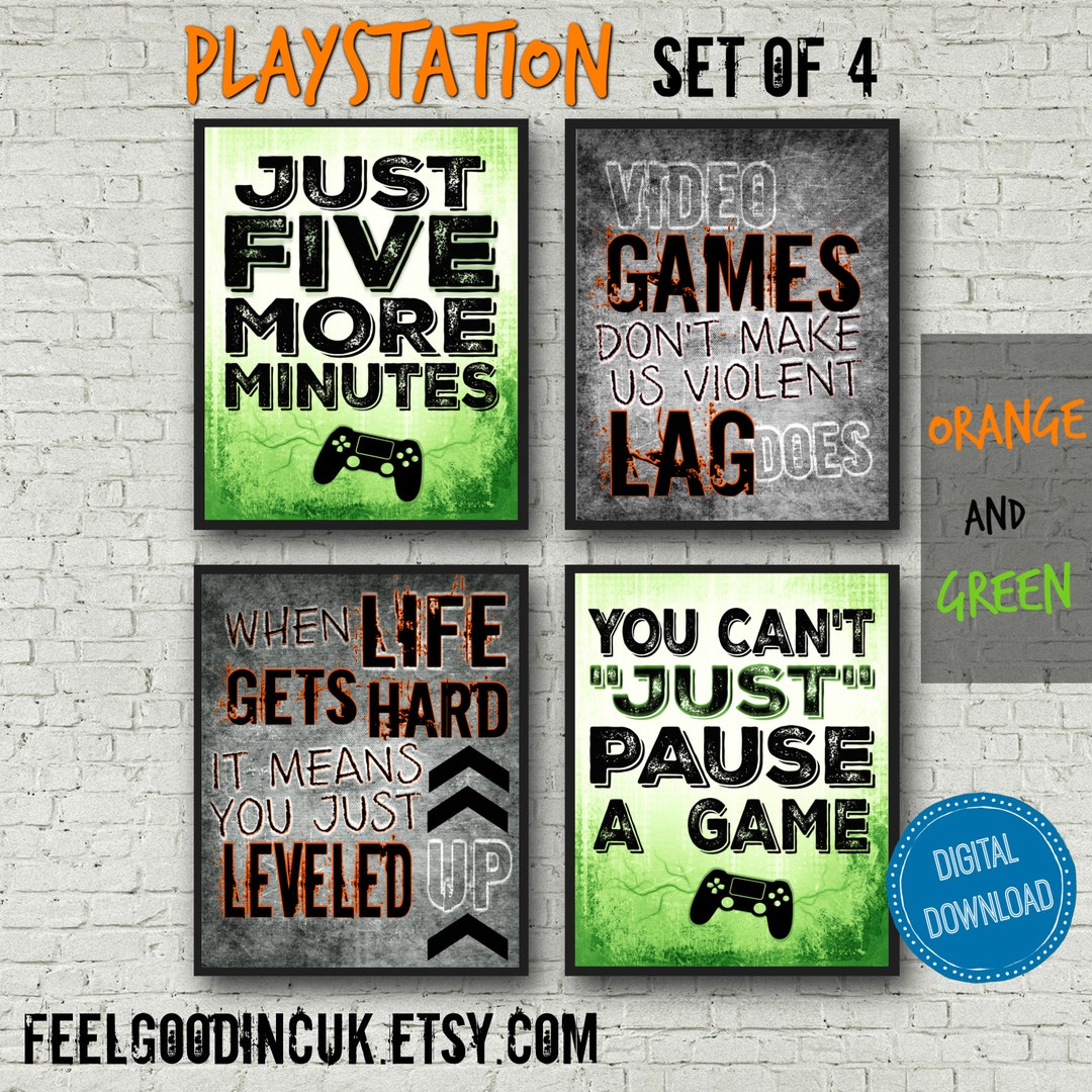 Set of Four PLAYSTATION Video Game Prints for Teen Room Art or Game ...