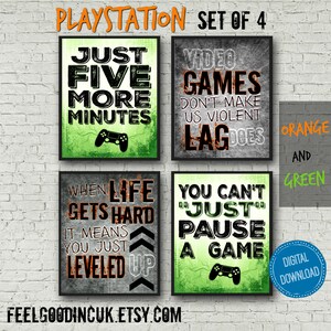 Set of Four PLAYSTATION Video Game Prints for Teen Room Art or Game ...