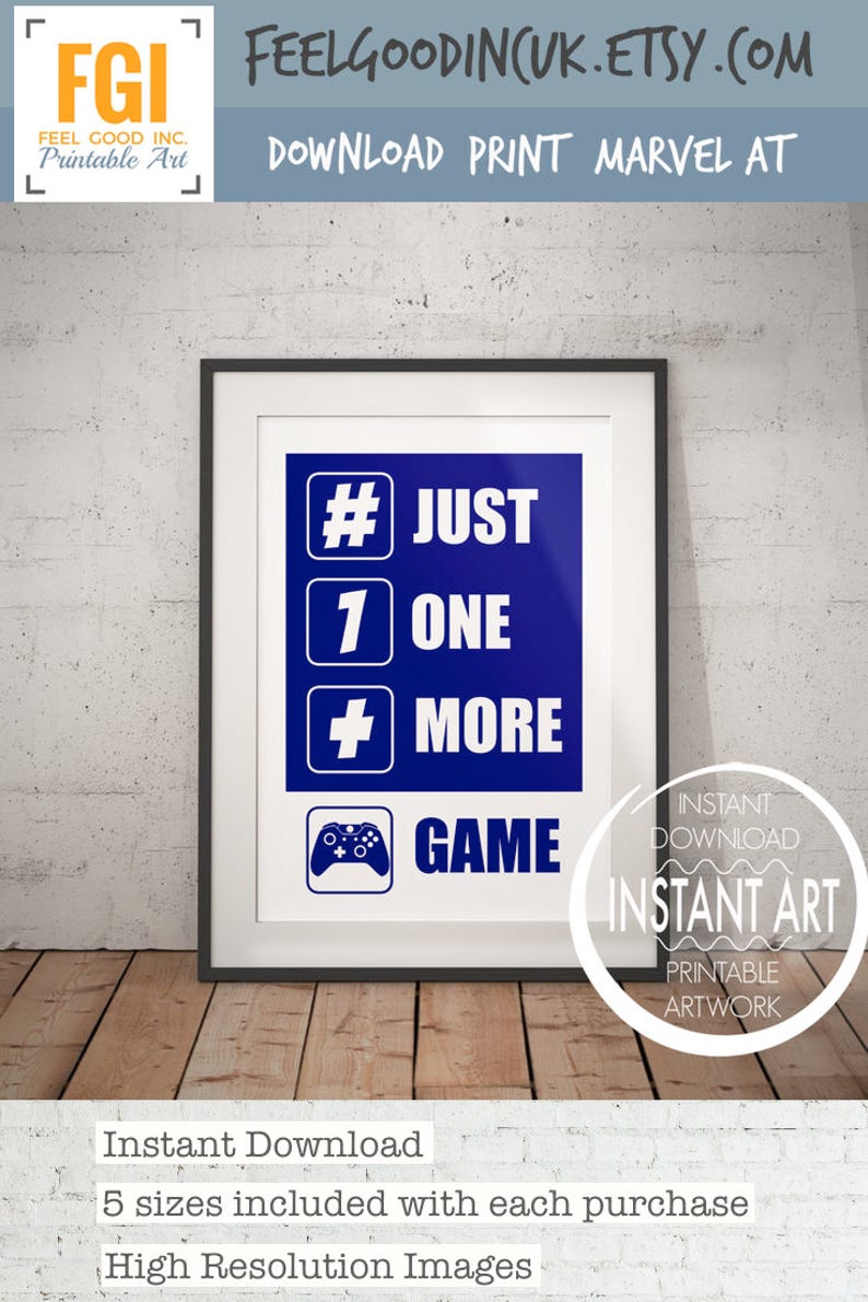 Navy Blue XBOX Controller Print Just one more Game xbox | Etsy