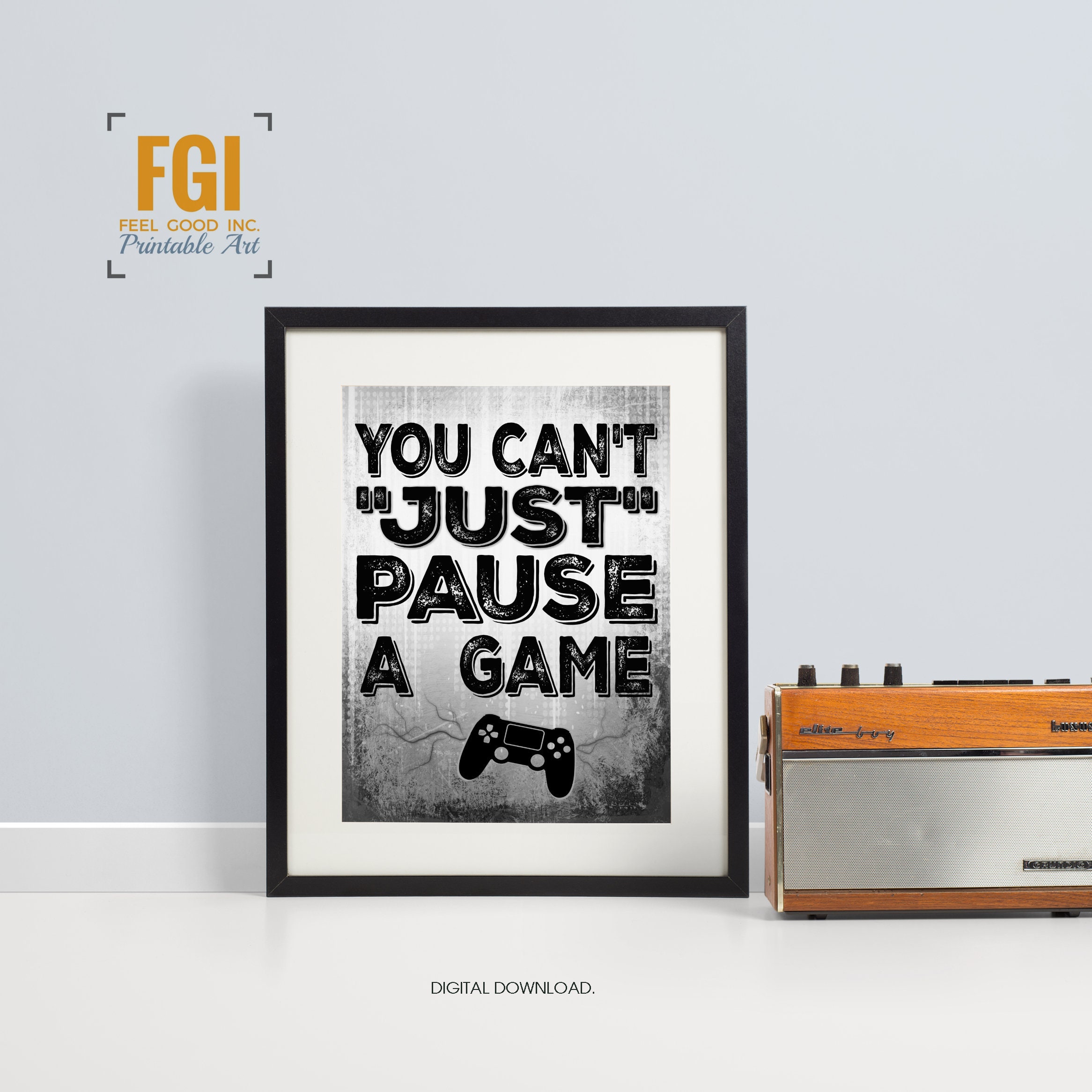 PLAYSTATION Poster You can't Just Pause a Game Grey | Etsy