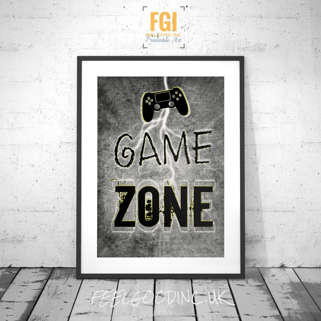 PLAYSTATION, Game Zone, Video Game Poster, Grey, Yellow, , Playstation ...