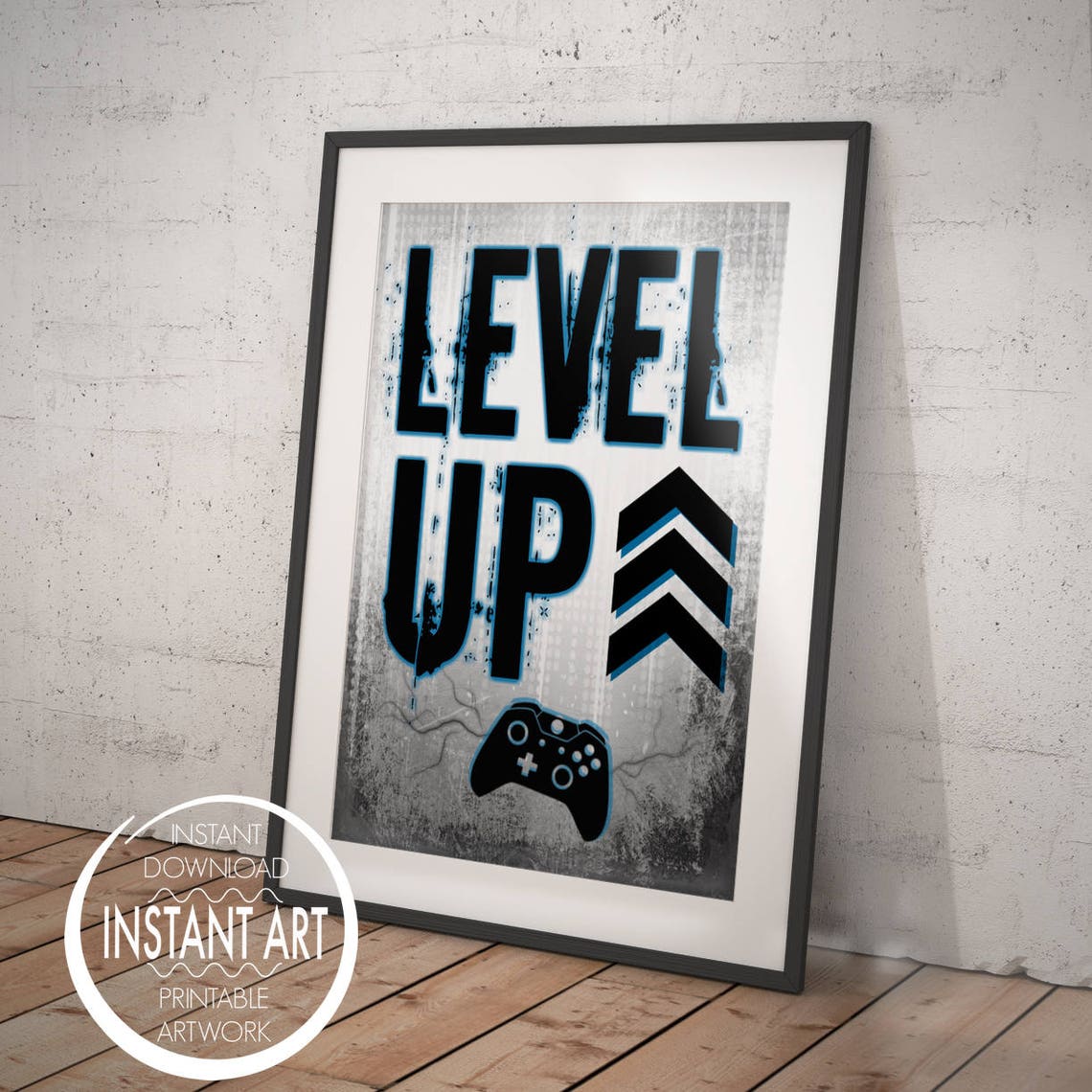 Blue Level up VIDEO GAME POSTER Video Game Wall Art Mancave | Etsy UK