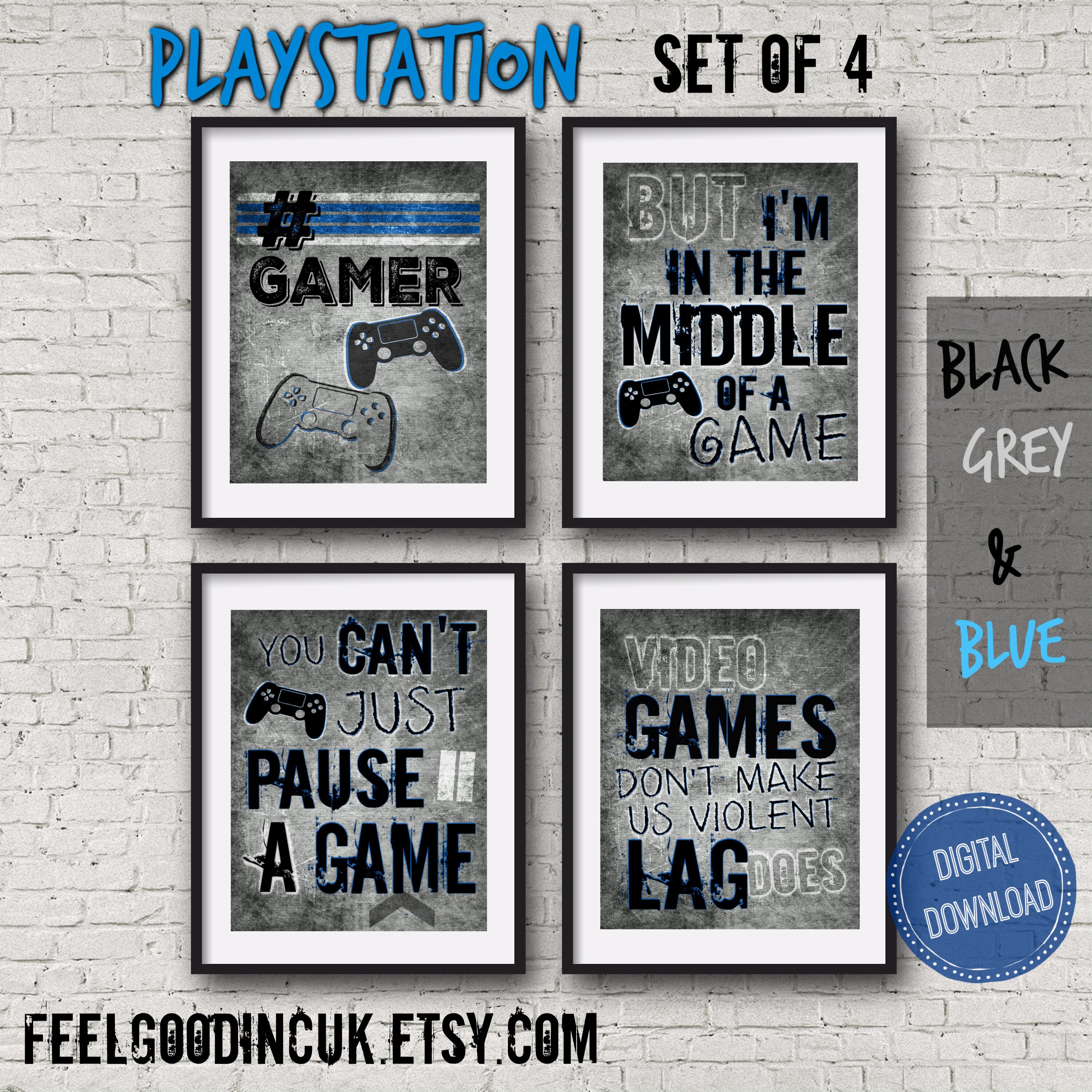 Set of four XBOX and PLAYSTATION Video Game Prints for gamer | Etsy