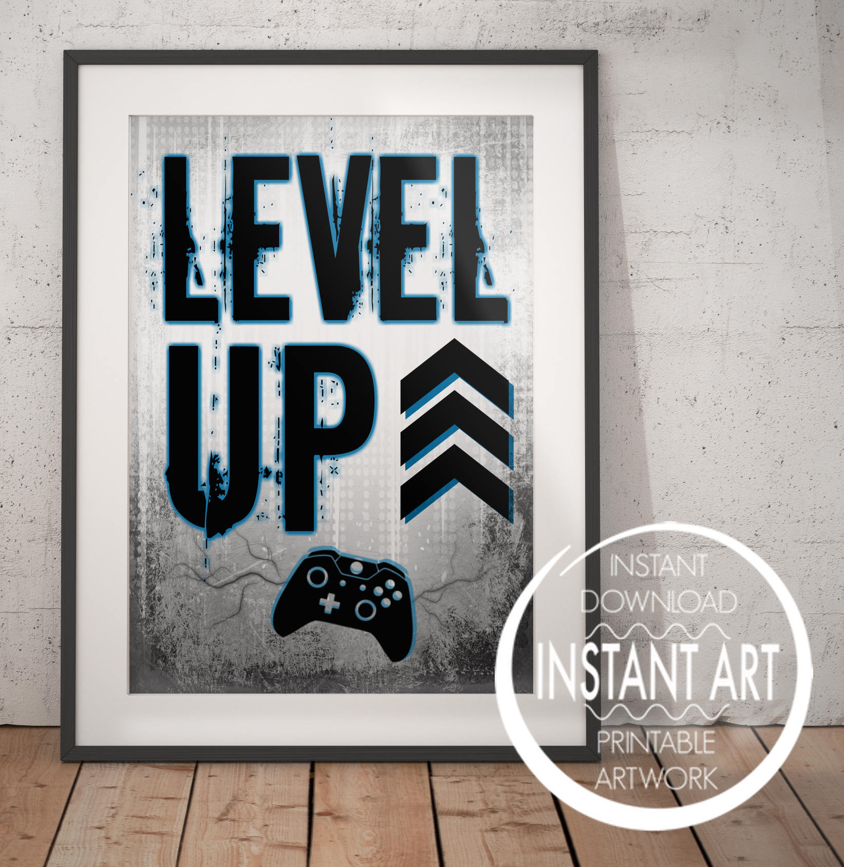 Blue Level up VIDEO GAME POSTER Video Game Wall Art Mancave - Etsy UK