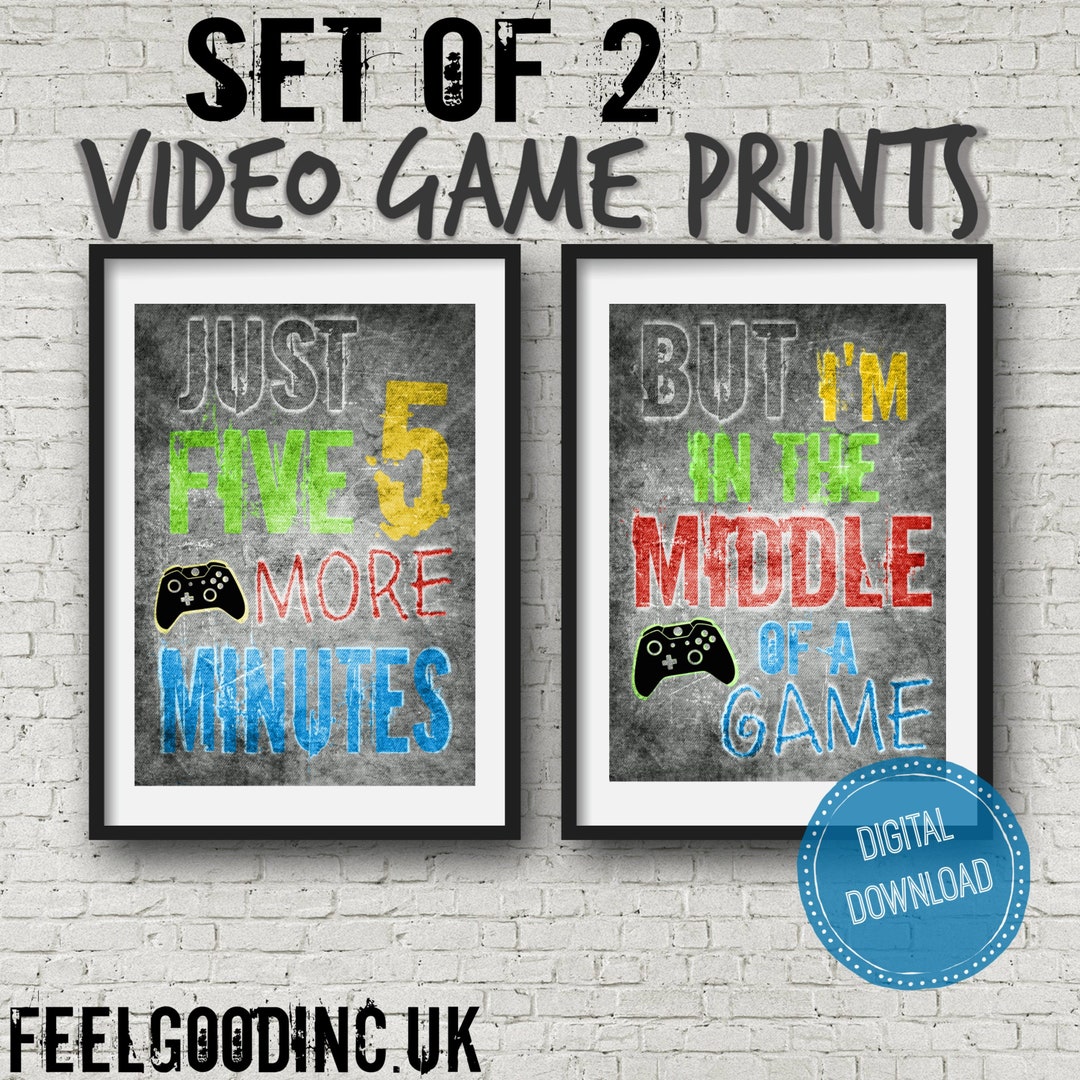 Set of Two Bright Xbox Gaming Prints for Boys Bedroom, Boy's Game Den ...