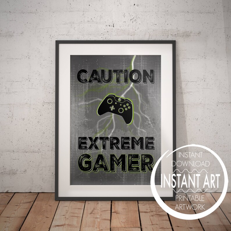 Caution Extreme Gamer VIDEO GAME POSTER Xbox Controller - Etsy UK