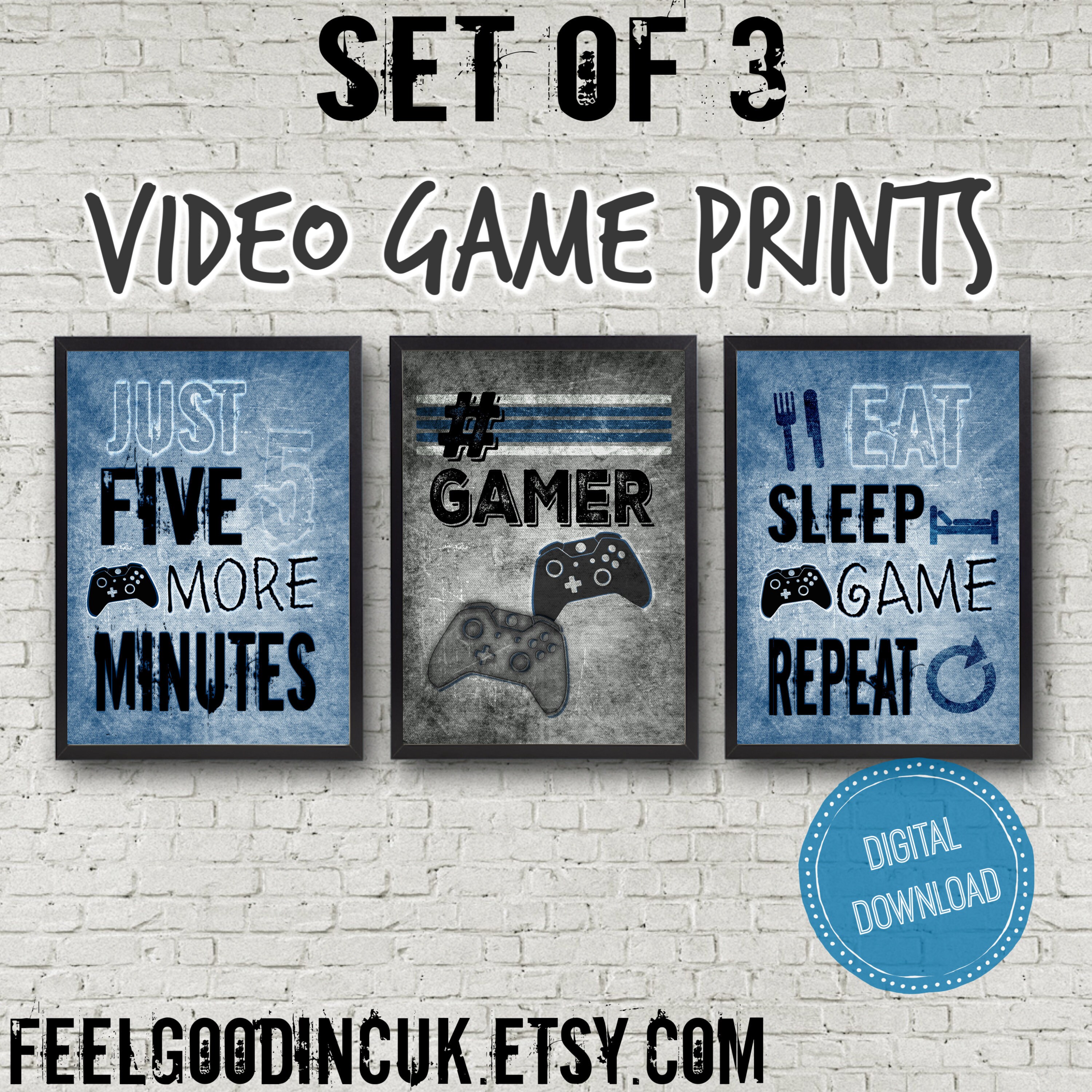 XBOX Denim Blue Video Game Posters Xbox Controller Xbox - Etsy