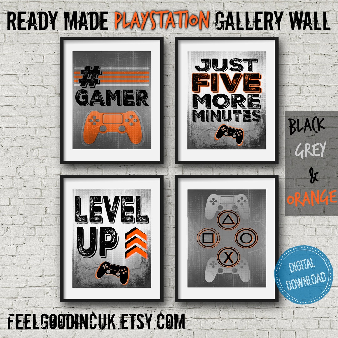 PLAYSTATION Set of Four Video Game Posters Orange Teen Boy - Etsy