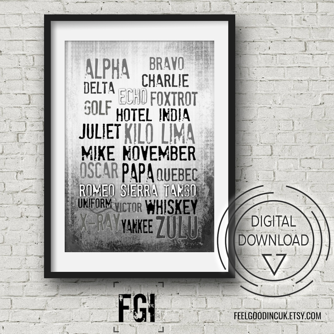 NATO Phonetic Alphabet Print Kids Room Army Bedroom Decor Boys Police ...