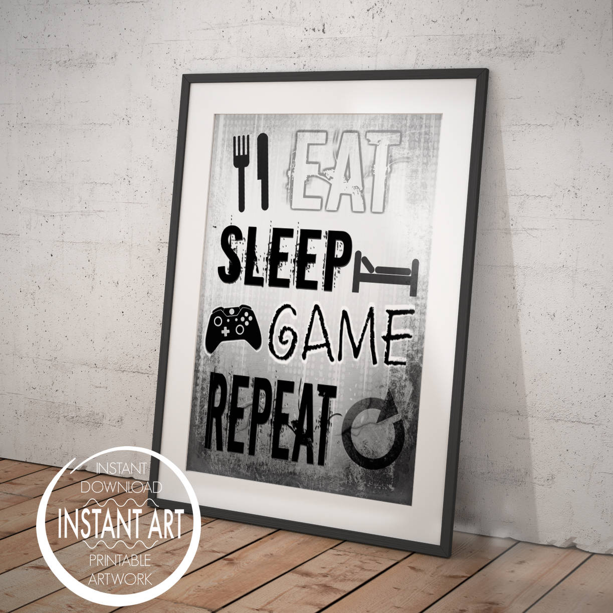 Eat Sleep Game Repeat Video Game Art XBOX DECOR Funny | Etsy