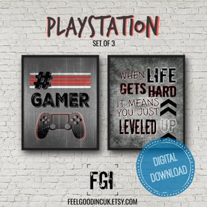 Playstation Gamer Print Set, Boys Bedroom Decor, Gamer Room Decor ...