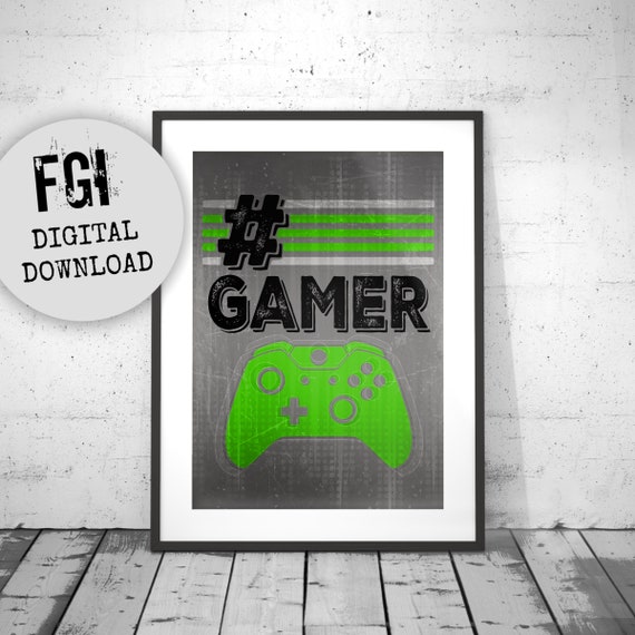 Green XBOX Video Game Decor gamer Hashtag Gamer Gamer Wall | Etsy