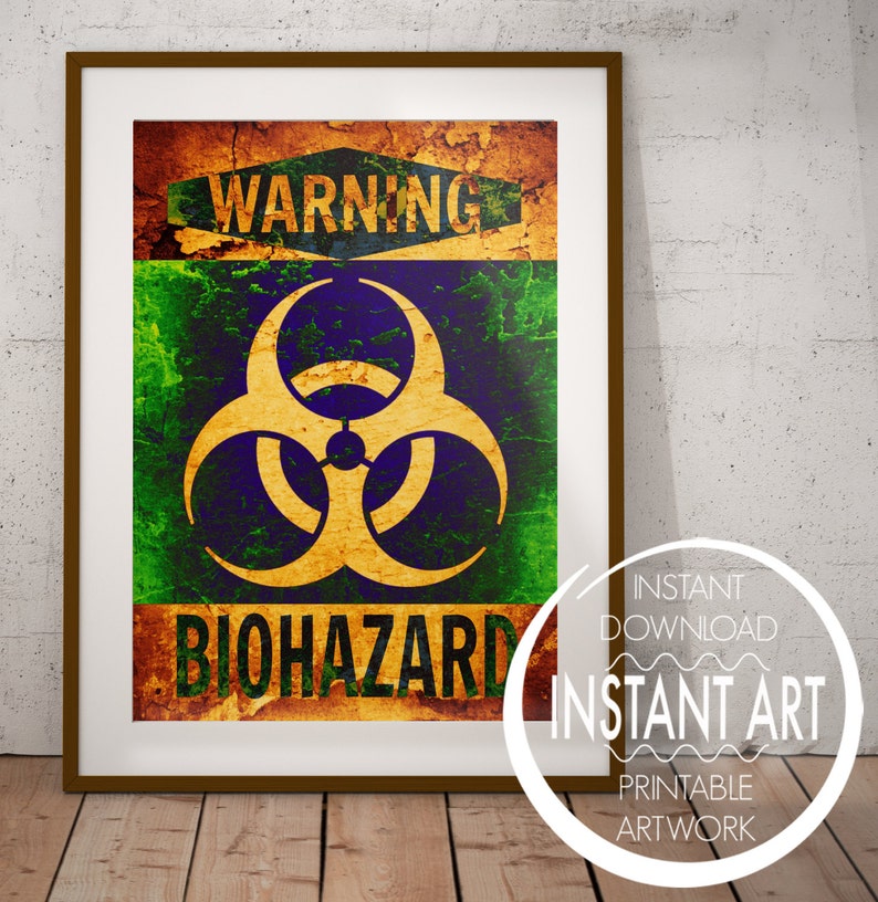 Halloween Warning Biohazard Wall Art rustic waring sign | Etsy