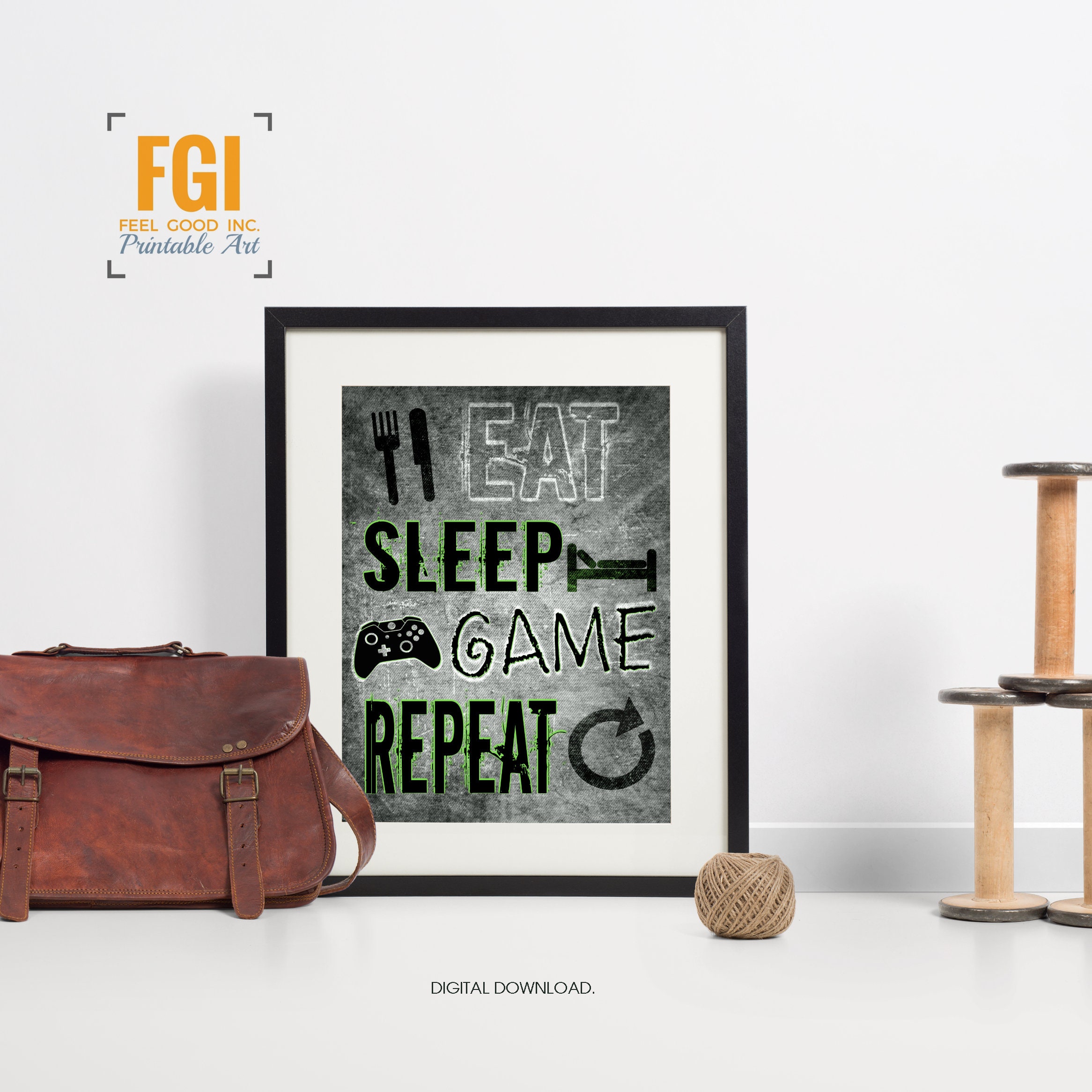 XBOX Eat Sleep Game Repeat Gamer Video Games Wall Decor | Etsy