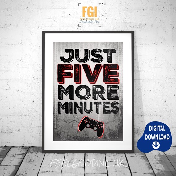 RED Just FIVE more minutes Video Game Poster Playstation | Etsy