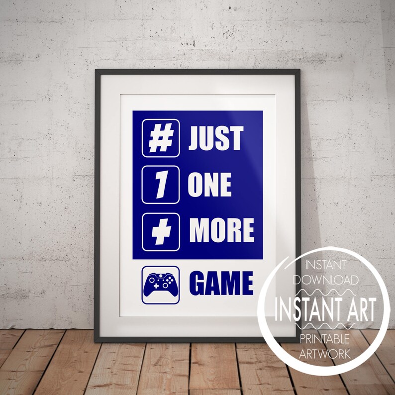 Navy Blue XBOX Controller Print Just one more Game xbox | Etsy