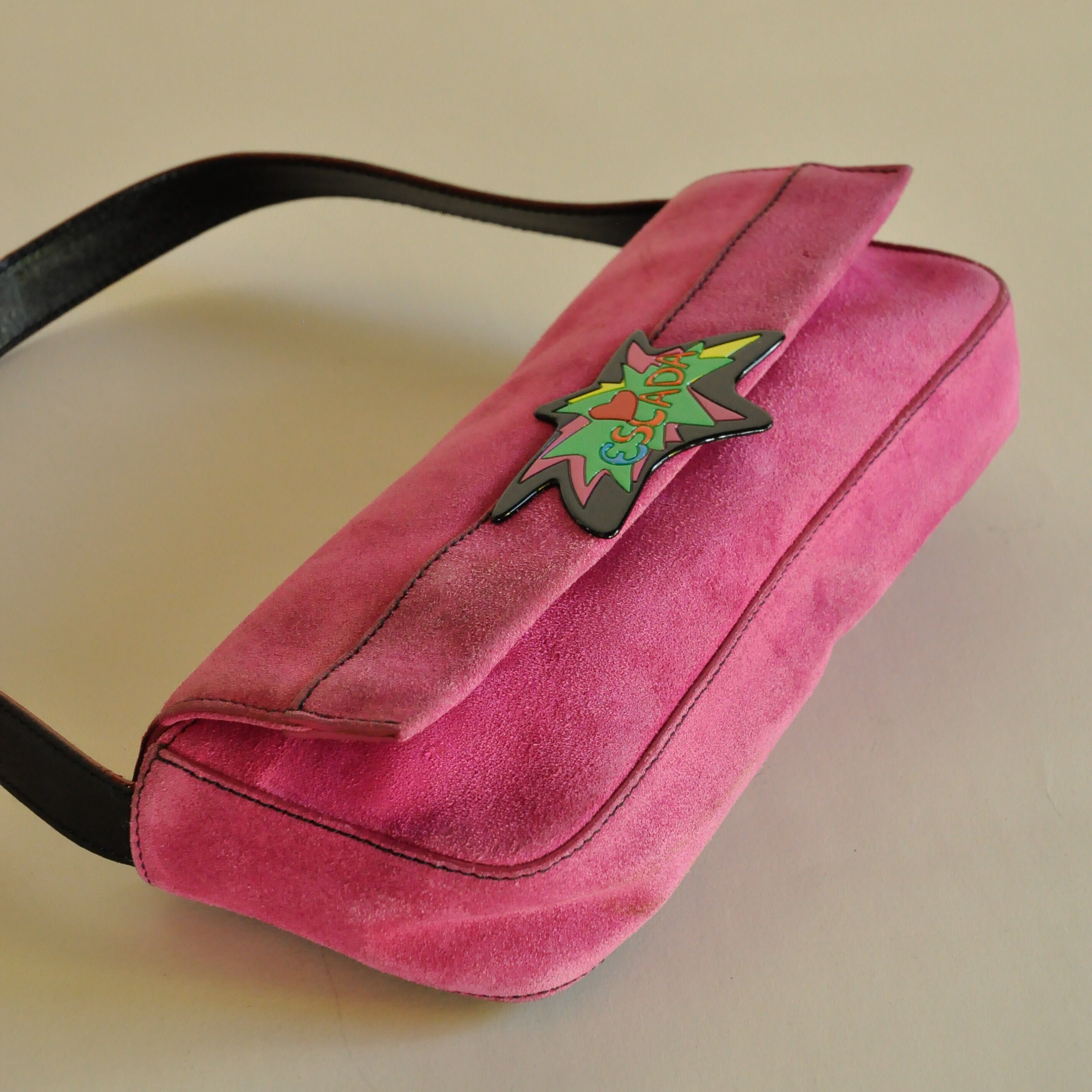 Escada Pink Suede Enamel Logo Bag, Made in Italy - Etsy