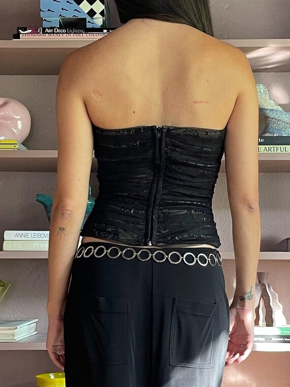 2000s Mesh and Lace Corset (XS) - Gem