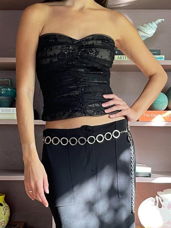 2000s Mesh and Lace Corset (XS) - Gem