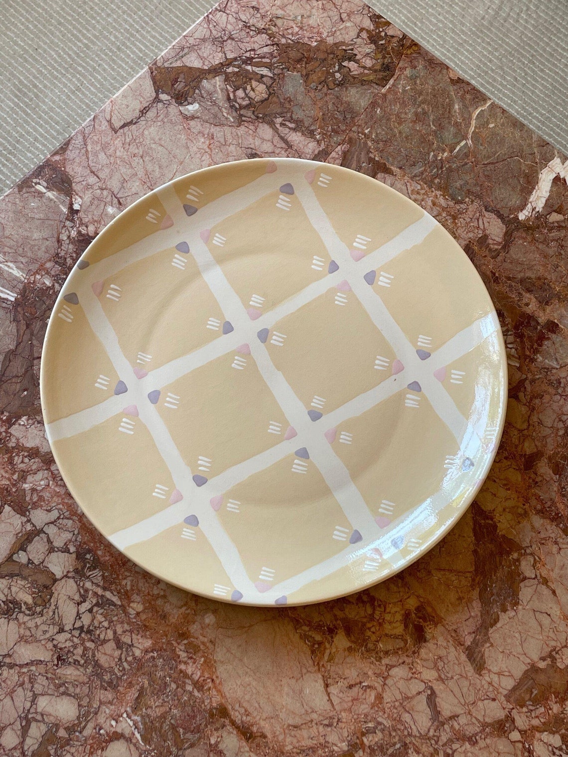 1980s Peach Grid 15 Shallow Bowl or Platter, Signed - Etsy