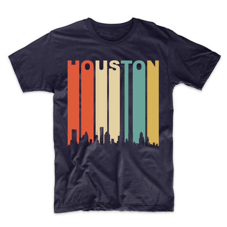 Houston Shirt - Vintage Retro 1970's Style Houston Texas Cityscape ...