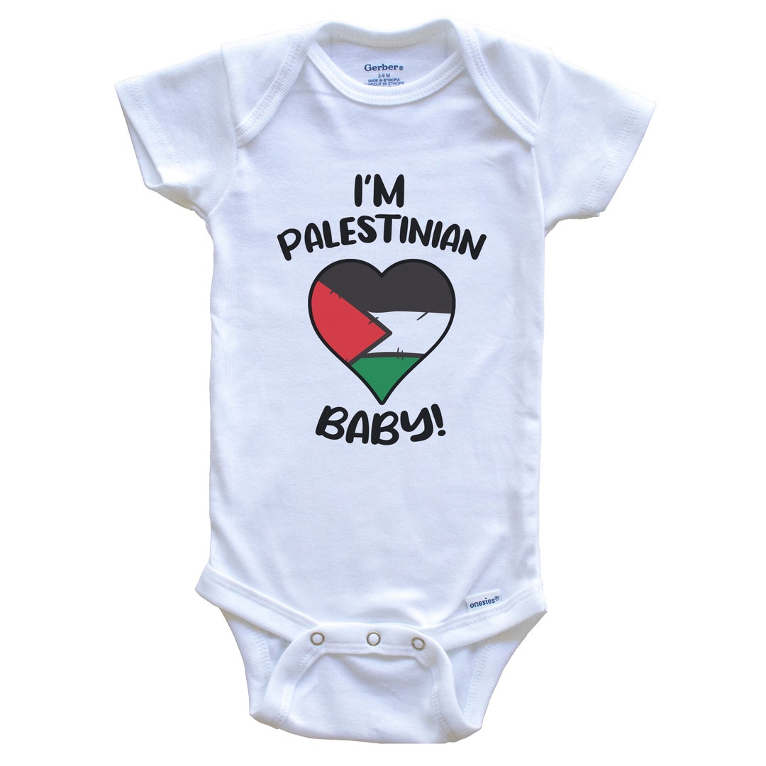 I'm Palestinian Baby Funny Palestine Flag Heart One Piece Baby Bodysuit ...