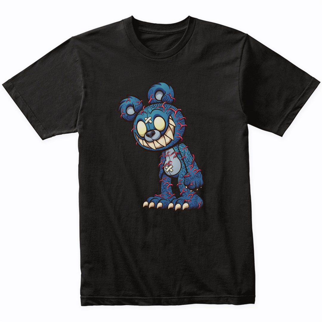 Scary Blue Teddy Bear Veins Popping Out Evil Deranged Bear Halloween T ...