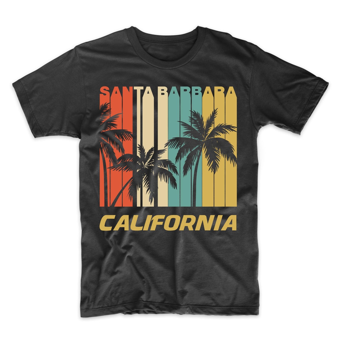 Retro Santa Barbara California Palm Trees Vacation T-shirt - Etsy