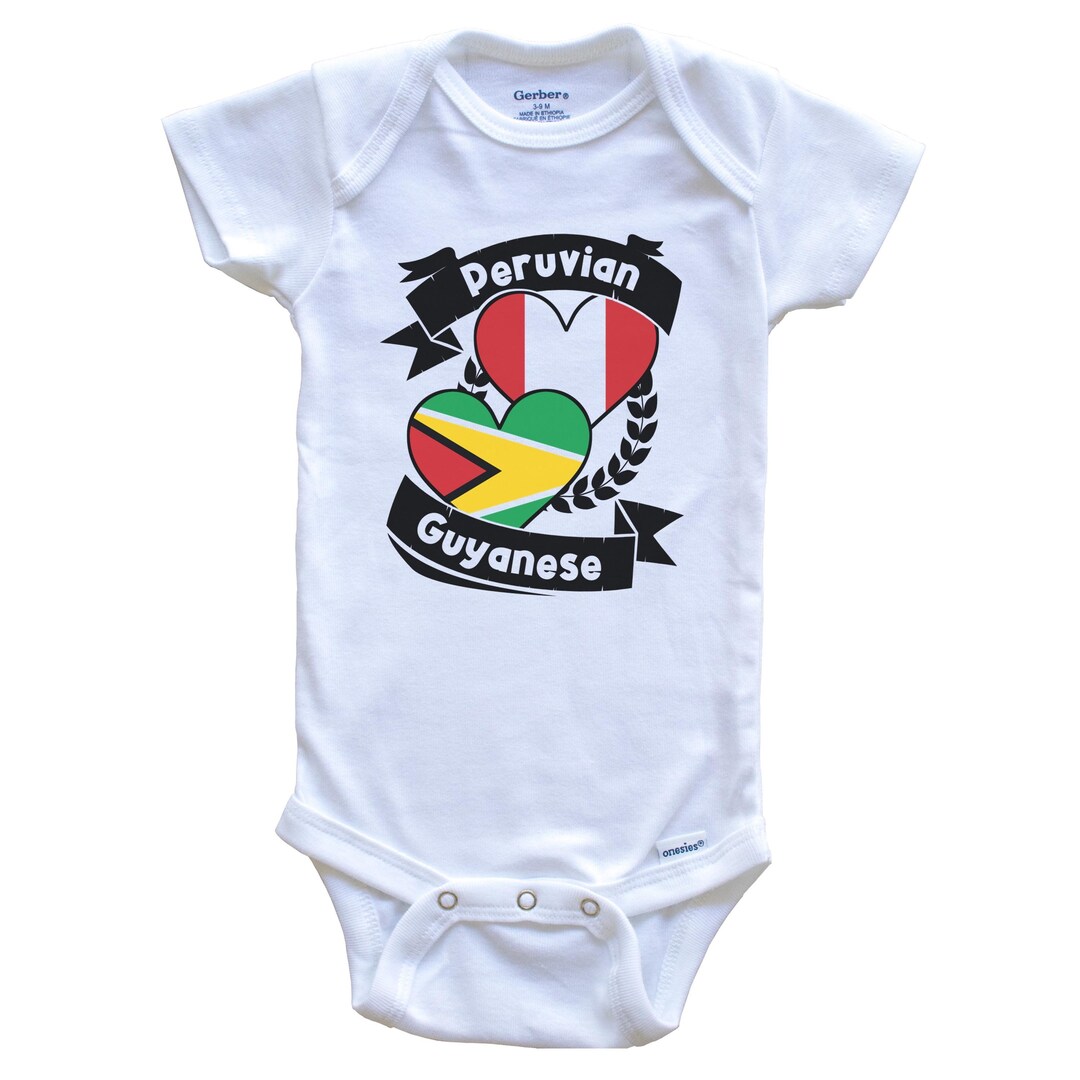 Peruvian Guyanese Heart Flags Peru Guyana Baby Bodysuit Cute One Piece ...