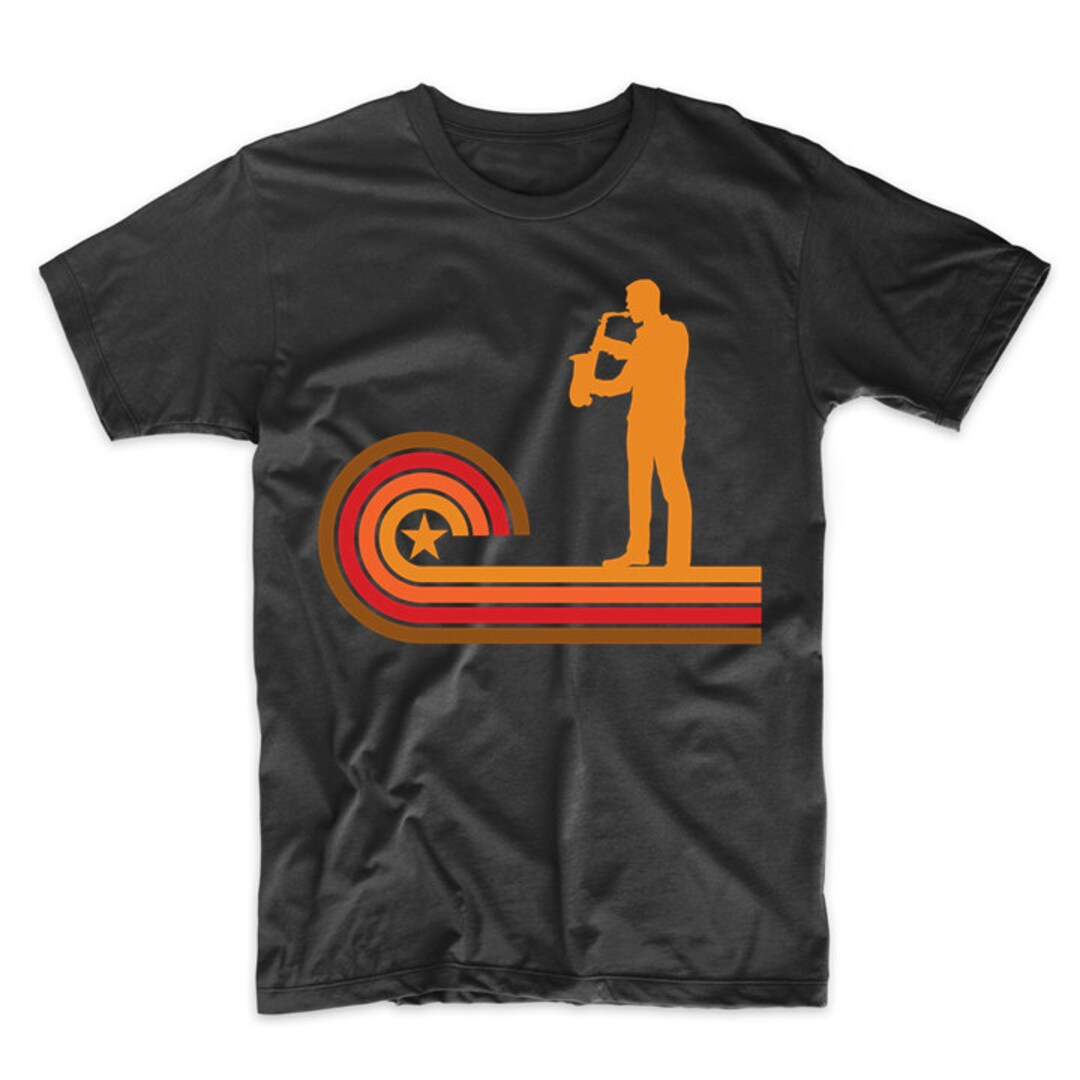 Men's Saxophone Shirt - Retro Style Sax Player Vintage Saxophone T ...