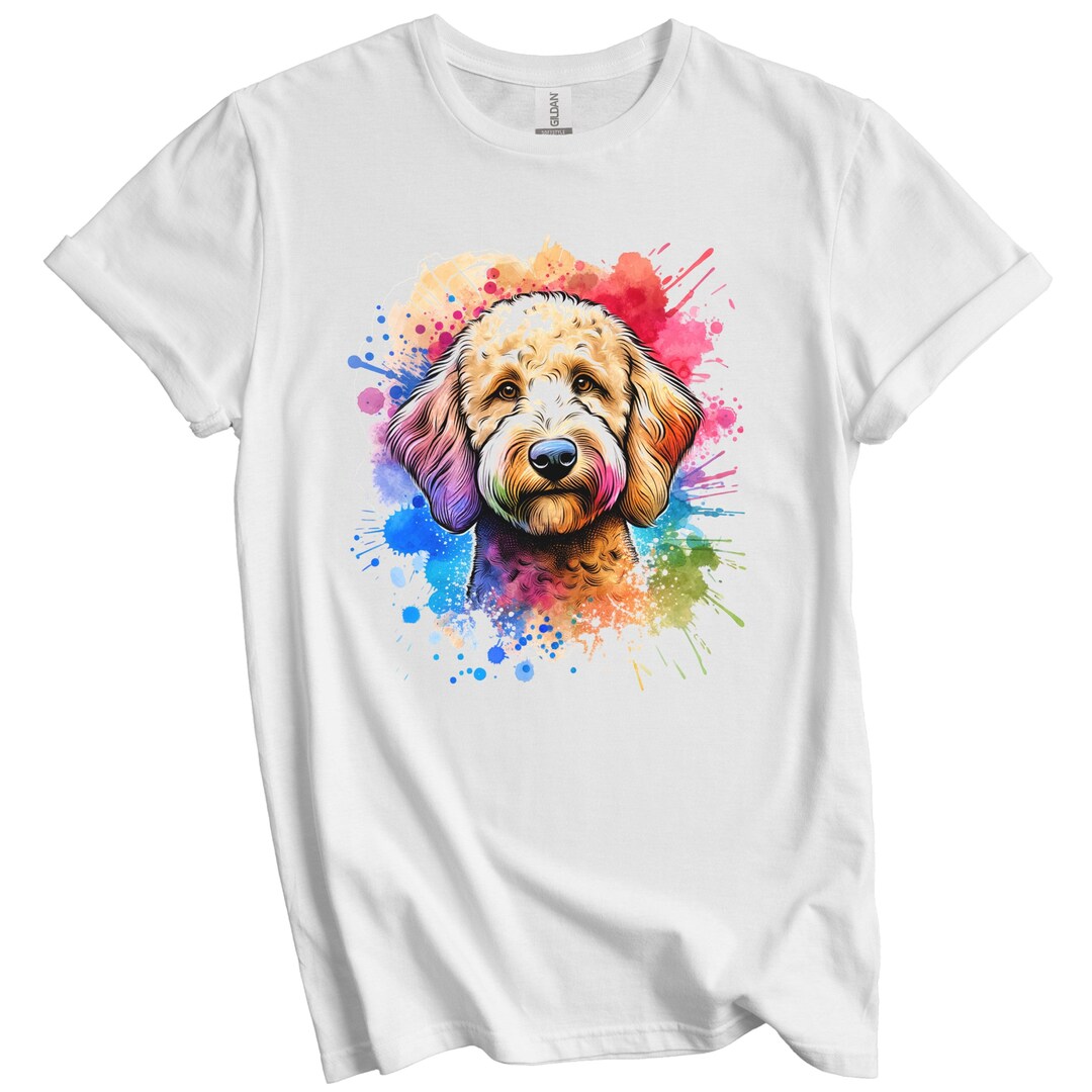 Labradoodle Shirt - Labradoodle Rainbow Watercolor Portrait Dog Lover T ...