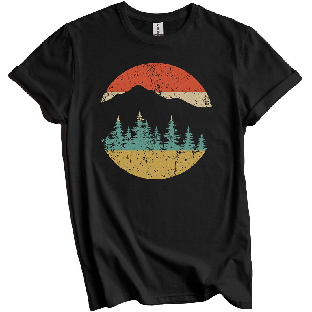 Camping Shirt - Retro Mountains and Trees T-shirt - Outdoors Nature ...