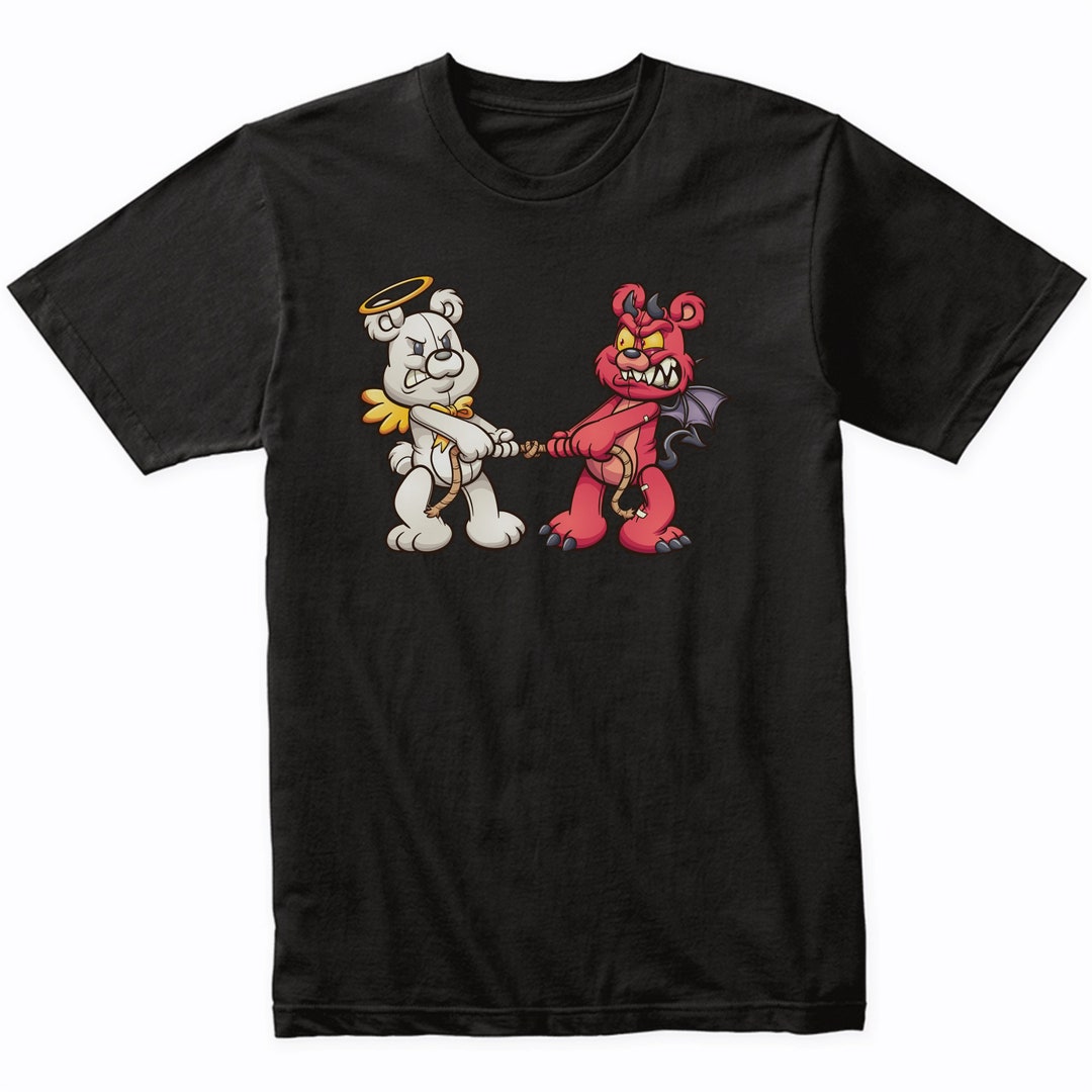 Good Vs Evil Teddy Bears Angel and Devil Bears T-shirt - Unique Horror ...