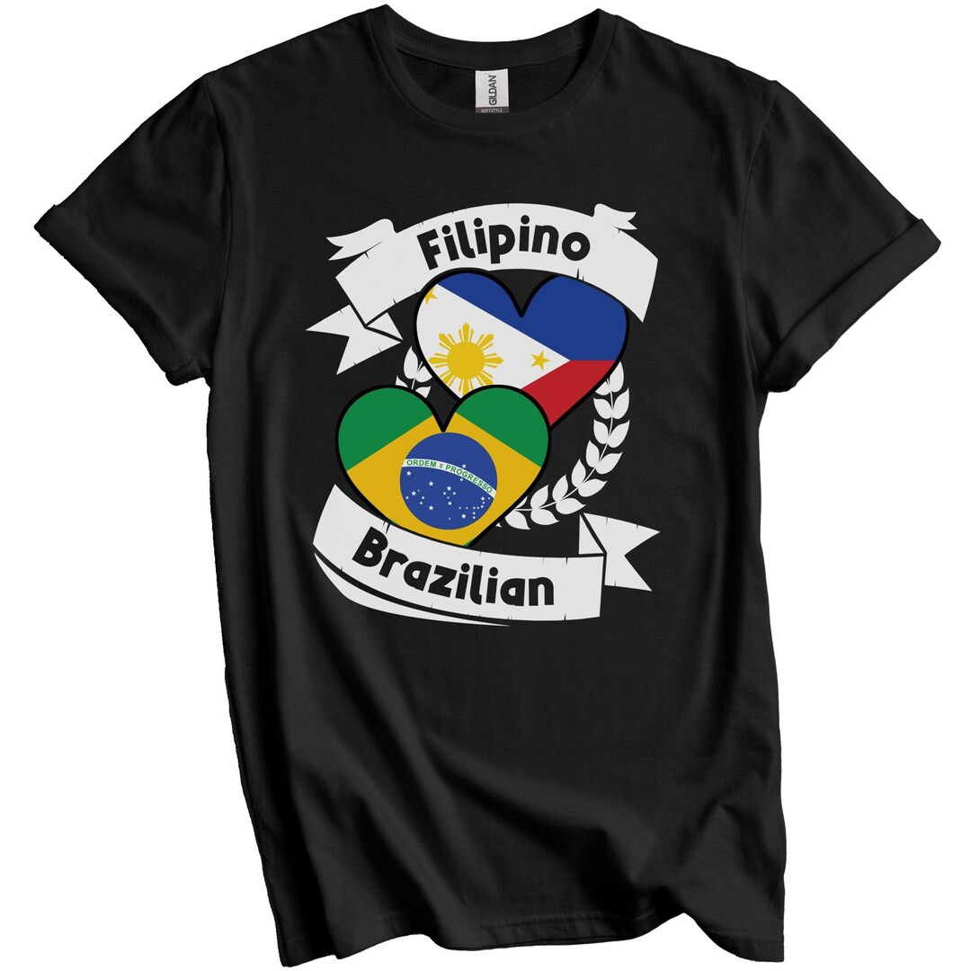 Filipino Brazilian Heart Flags Philippines Brazil T-shirt - Etsy