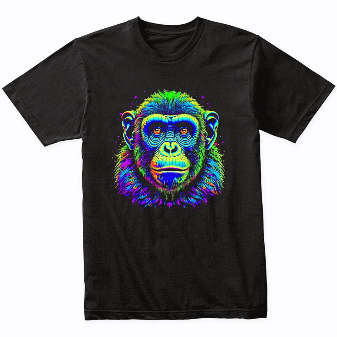 Chimpanzee Psychedelic Monkey Chimp Animal Art T-shirt - Vibrant ...