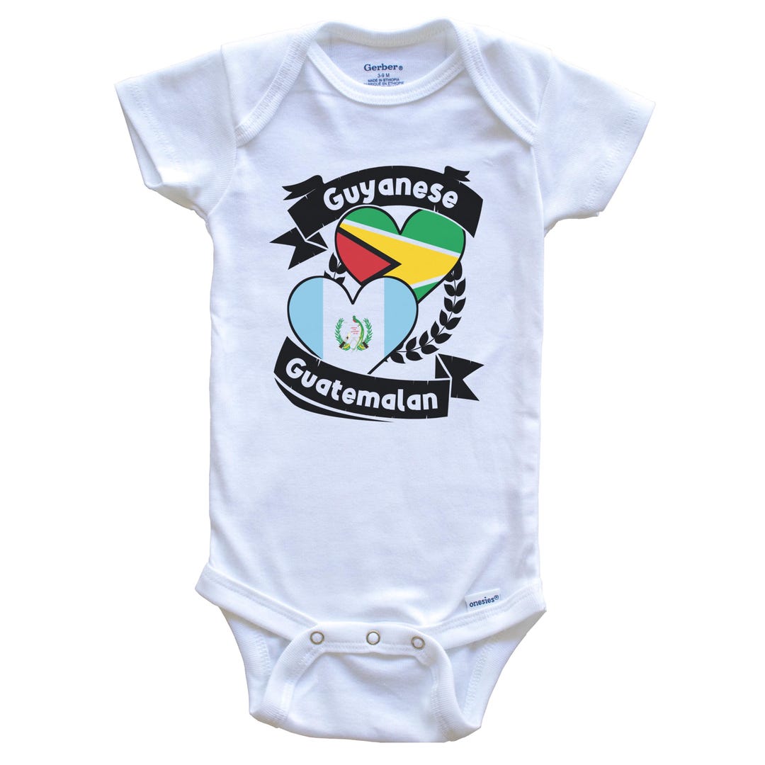 Guyanese Guatemalan Heart Flags Guyana Guatemala Baby Bodysuit Cute One ...