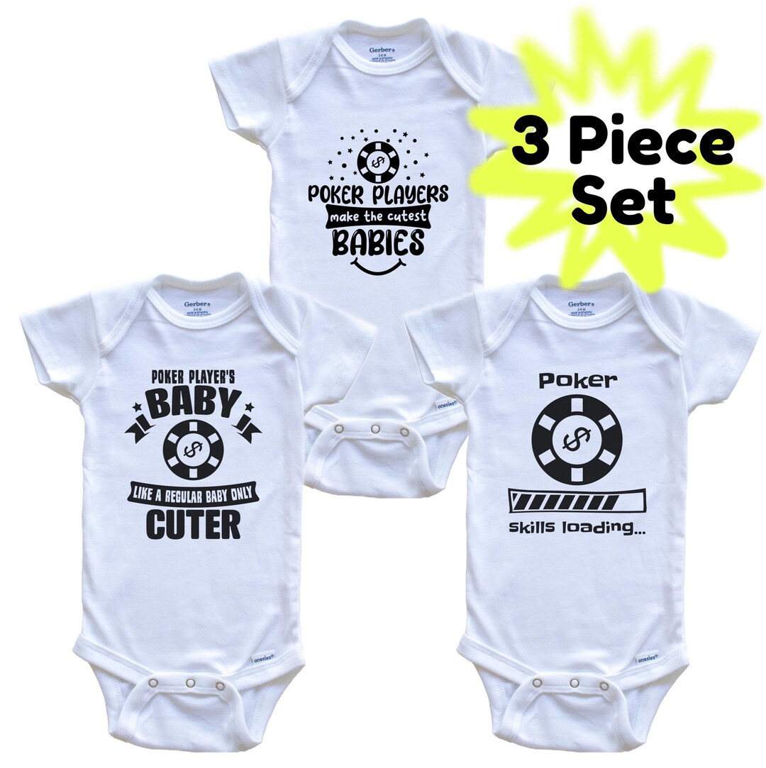 Poker Player Funny Cute Baby Bodysuit Bundle (3 Piece Set) - Baby ...