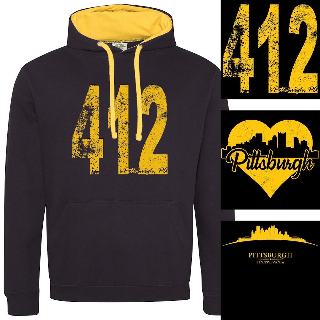 Pittsburgh Hoodie - Black and Yellow Contrast Hoodie - Pittsburgh ...