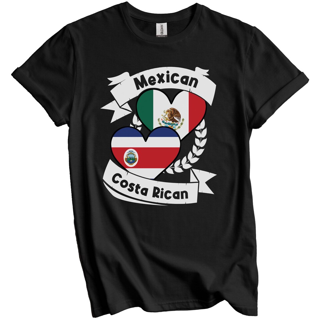 Mexican Costa Rican Heart Flags Mexico Costa Rica T-shirt - Etsy